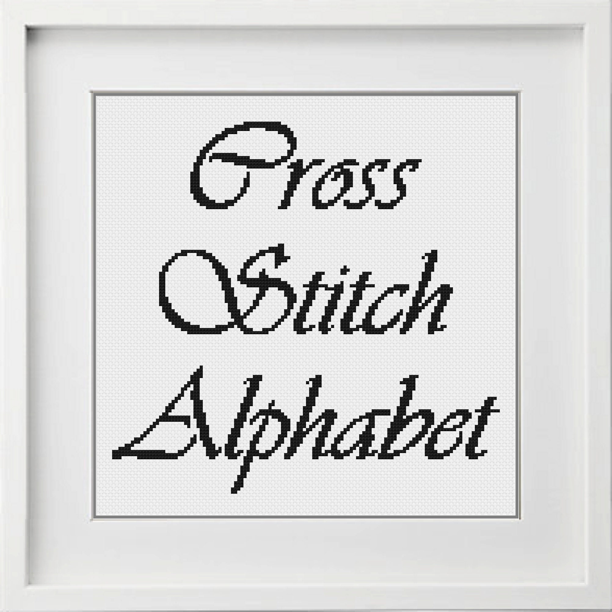 Calligraphy Cross Stitch Alphabet Pattern, Cursive Cross Stitch Letters ...