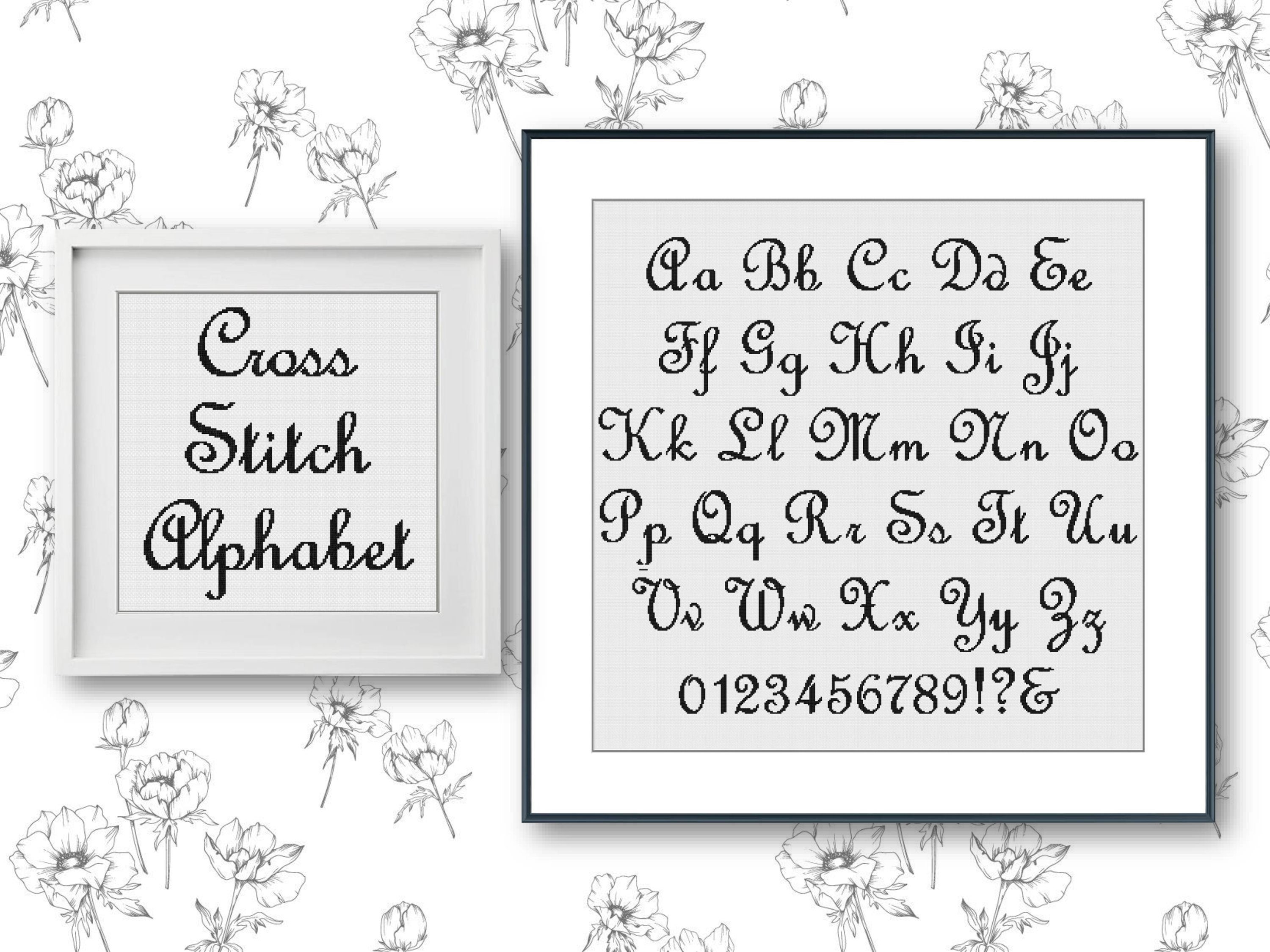 Cursive Handwriting Cross Stitch Alphabet Pattern, Calligraphy Cross ...
