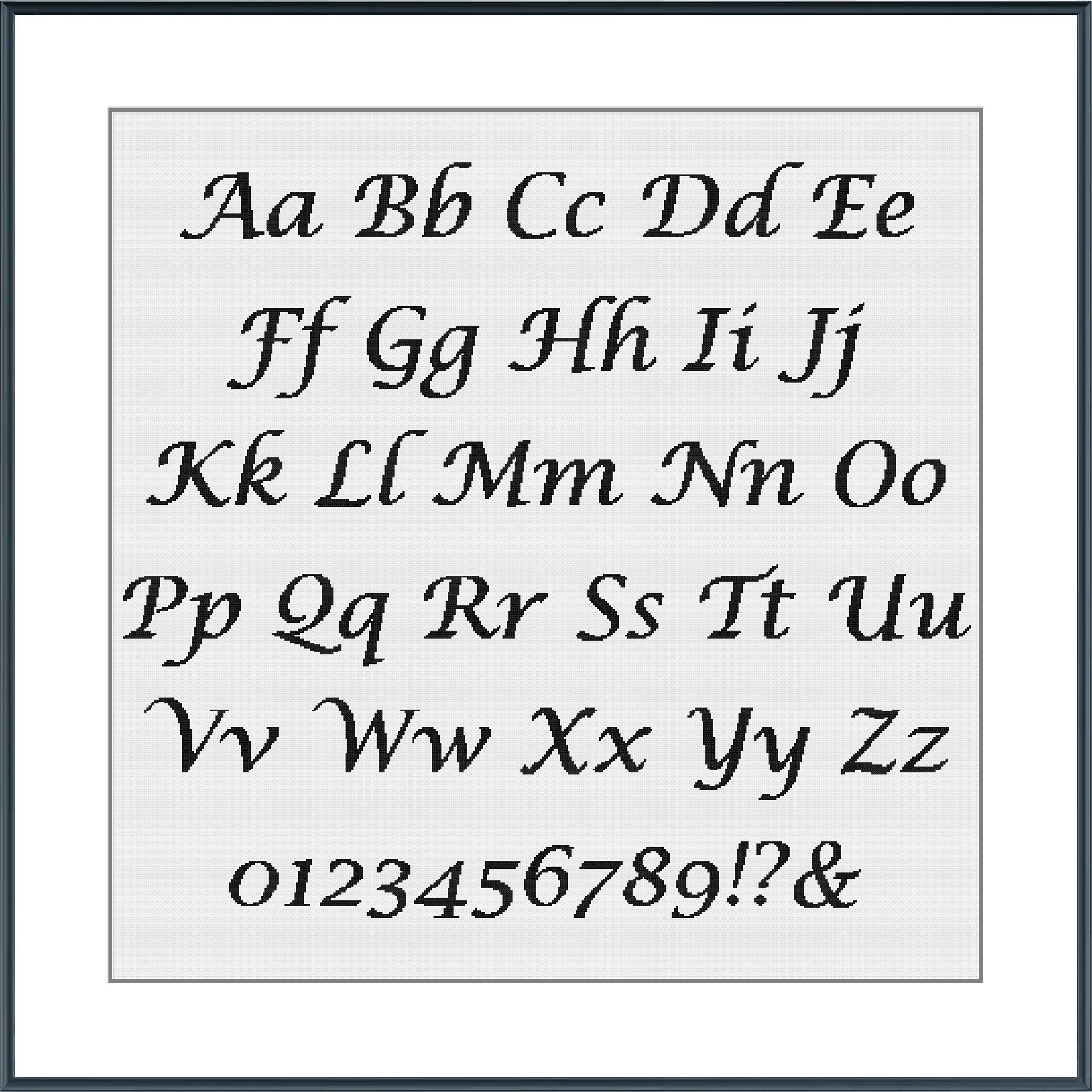 Cursive Cross Stitch Alphabet Pattern, Cross Stitch Letters Pattern ...