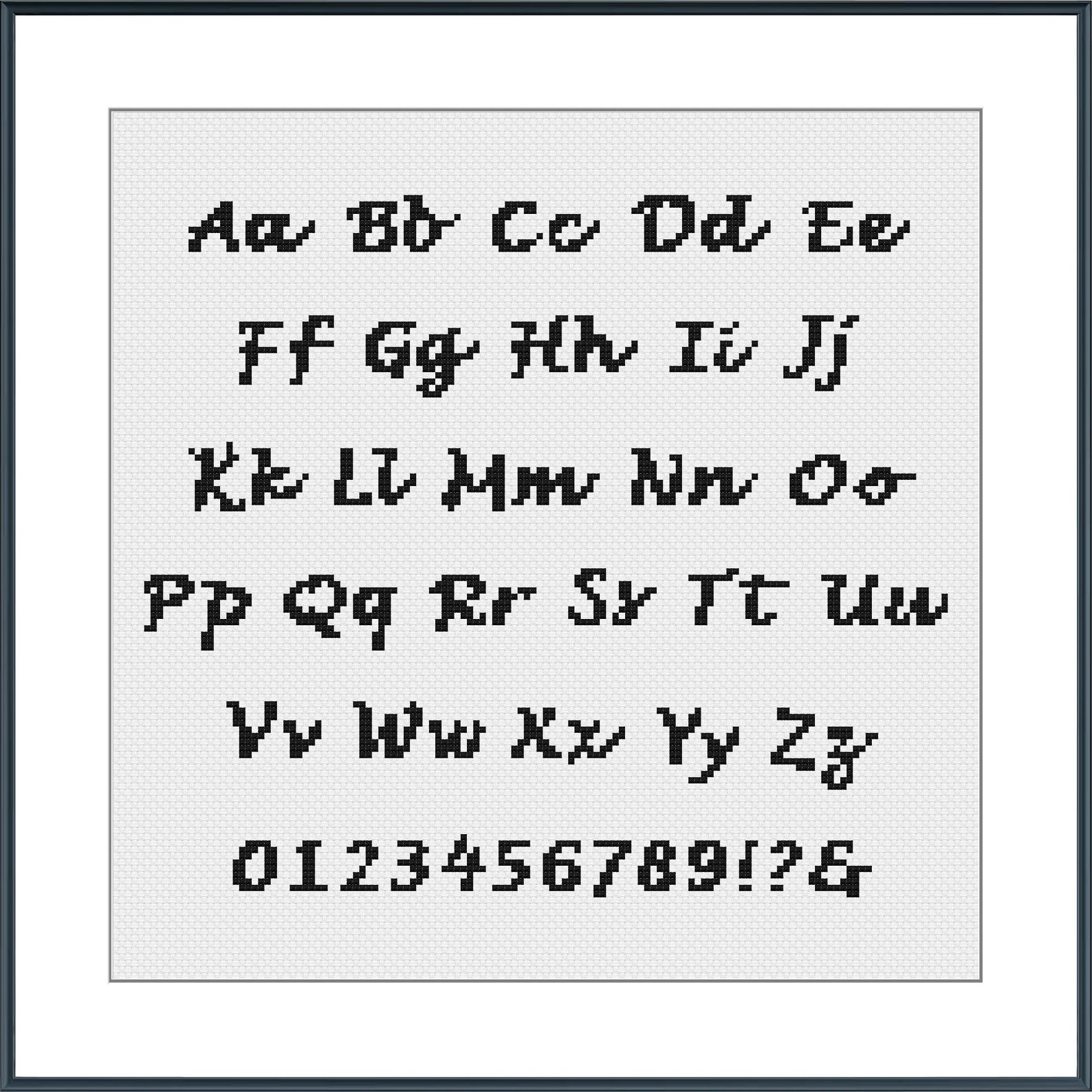 Cursive Cross Stitch Alphabet Pattern, Modern Cross Stitch Letters ...