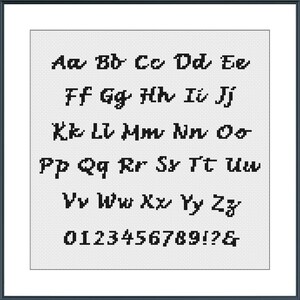 Cursive Cross Stitch Alphabet Pattern, Modern Cross Stitch Letters ...
