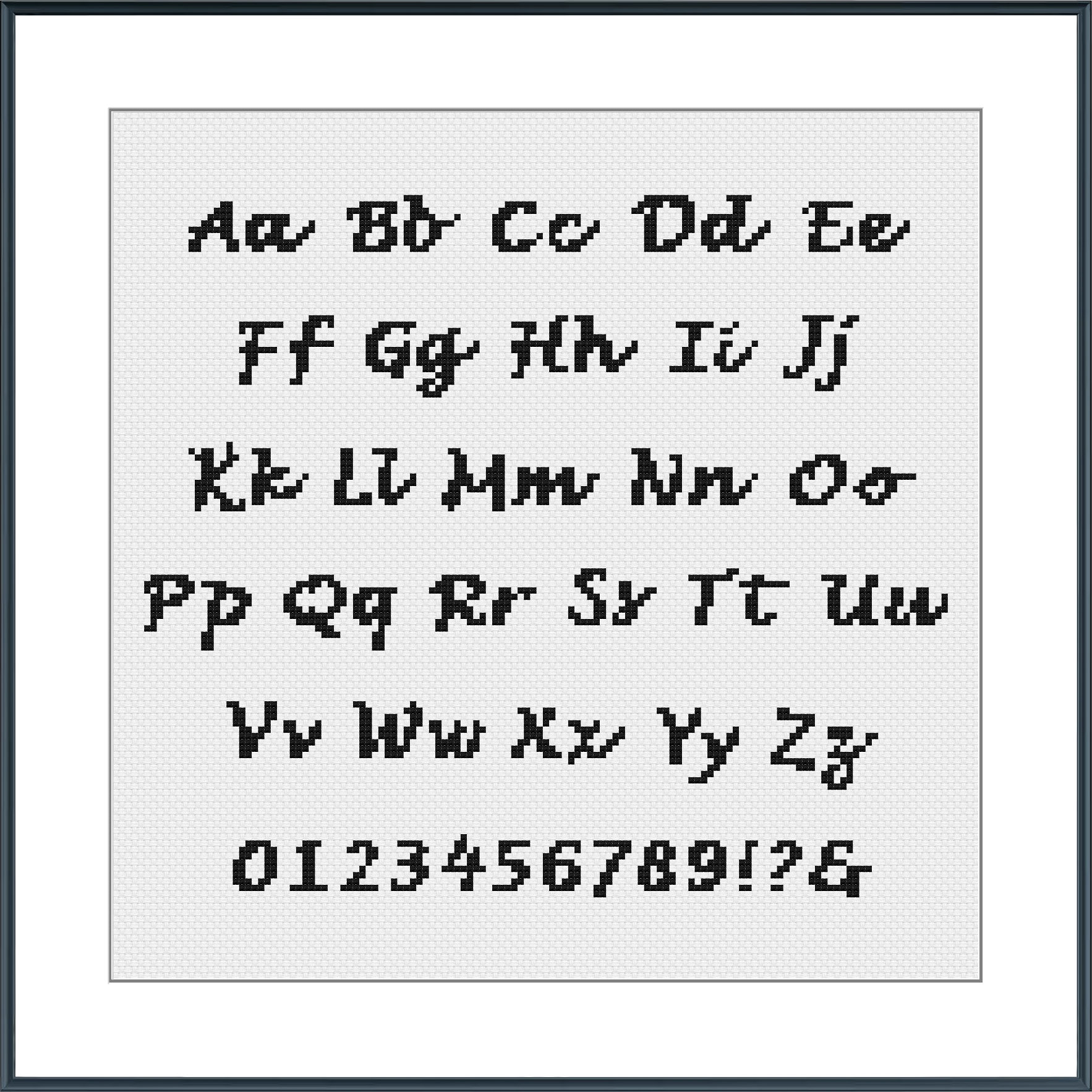 Cursive Cross Stitch Alphabet Pattern, Modern Cross Stitch Letters ...