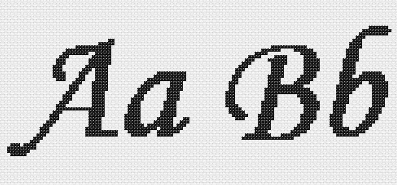Cursive Cross Stitch Alphabet Pattern, Modern Cross Stitch Letters ...
