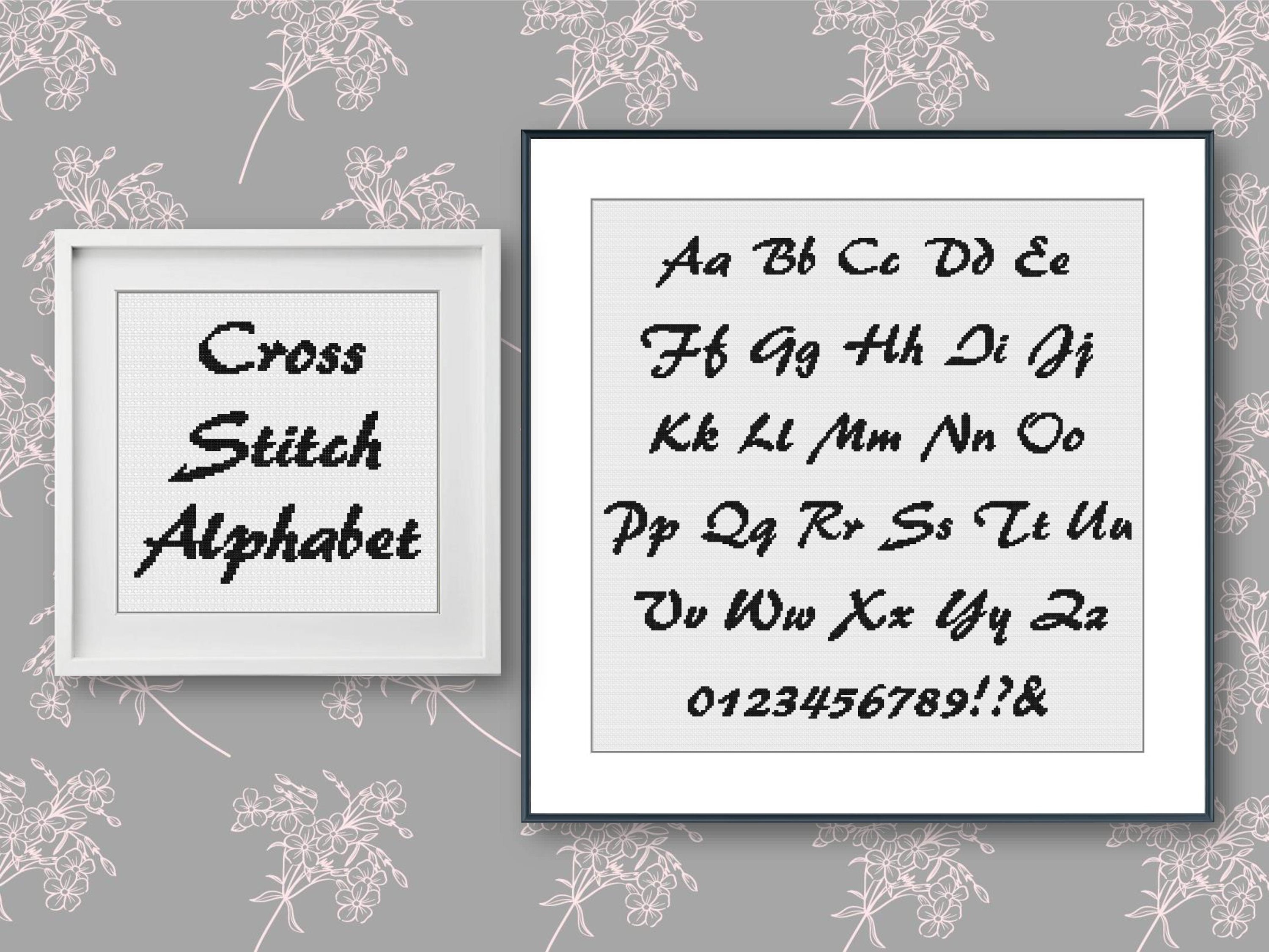 Handwriting Cross Stitch Alphabet Pattern, Cursive Cross Stitch Letters ...