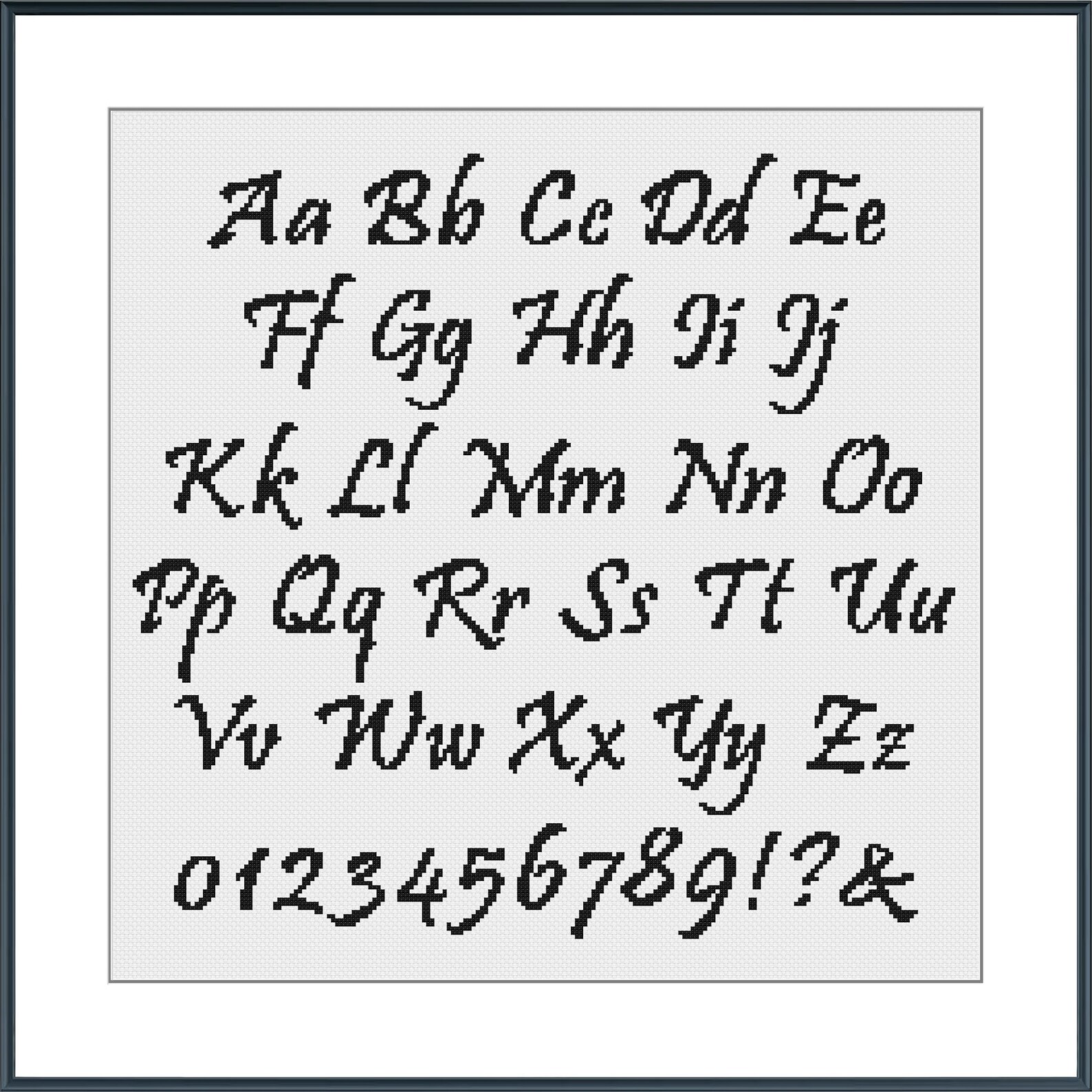 Cursive Cross Stitch Alphabet Pattern, Calligraphy Cross Stitch Letters ...