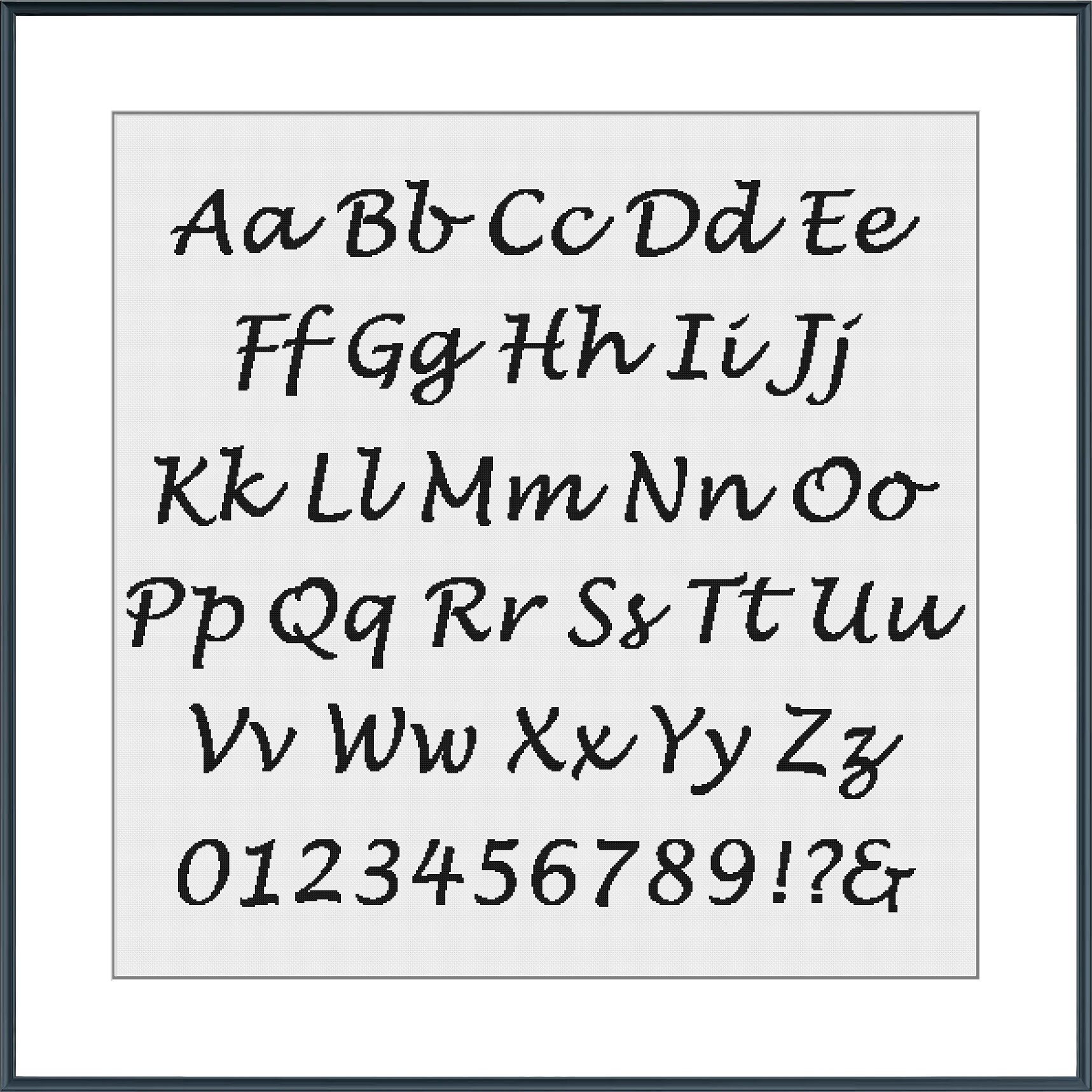 Cursive Cross Stitch Alphabet Pattern Modern Cross Stitch - Etsy