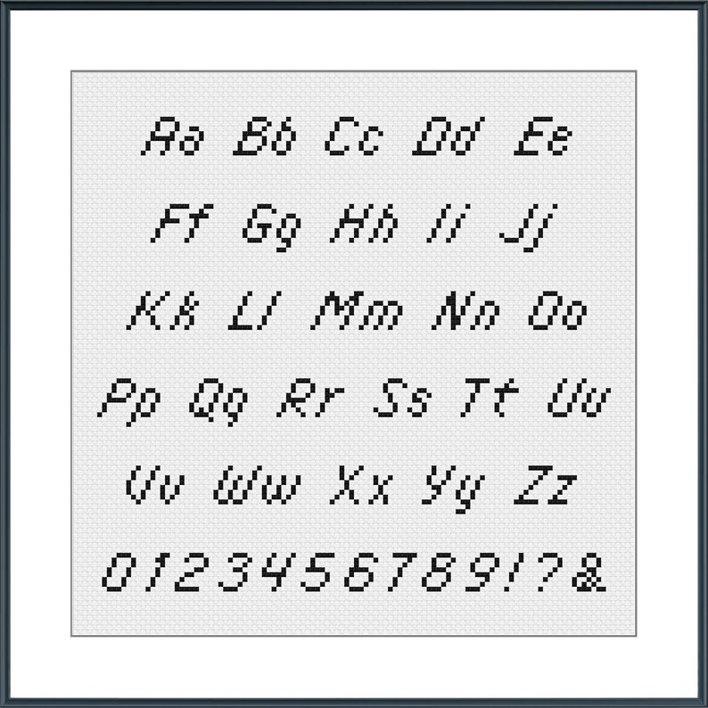 Cursive Cross Stitch Alphabet Pattern, Modern Cross Stitch Letters ...