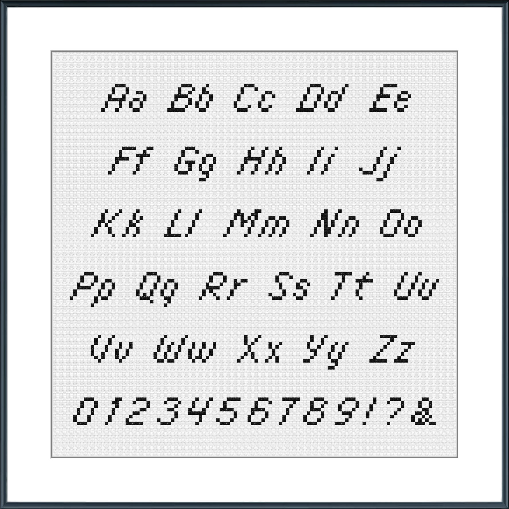 Cursive Cross Stitch Alphabet Pattern, Modern Cross Stitch Letters ...