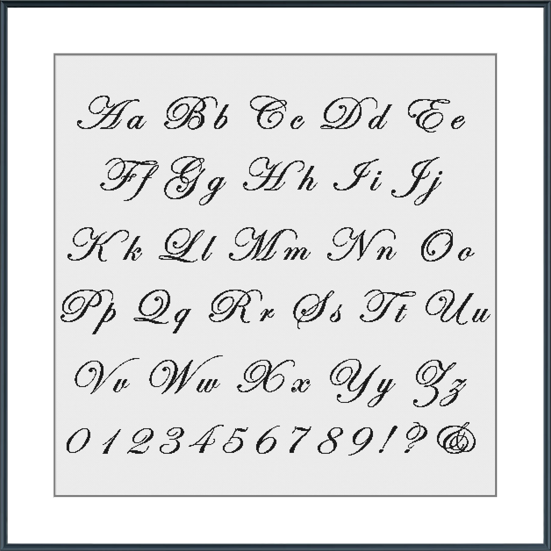 Calligraphy Cross Stitch Alphabet Pattern, Fancy Cross Stitch Letters ...