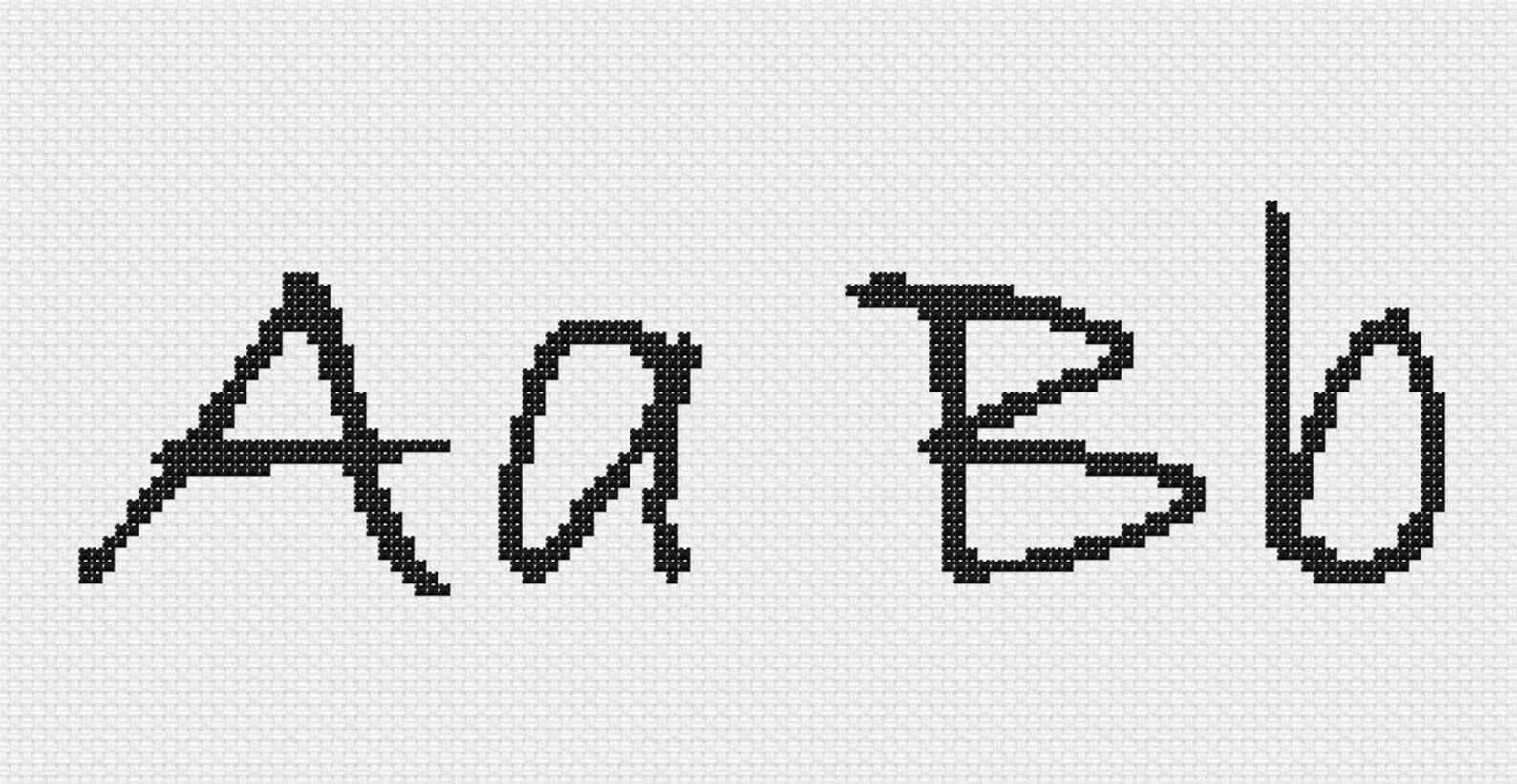 Cursive Cross Stitch Alphabet Pattern, Handwriting Cross Stitch Letters ...