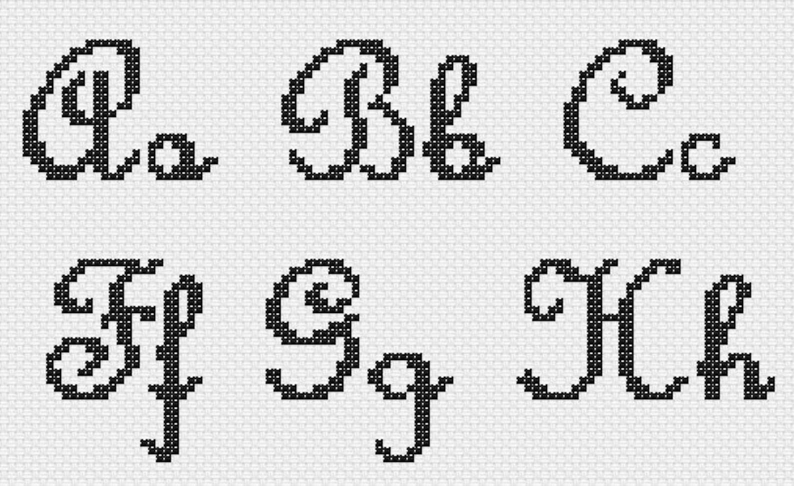 Cursive Handwriting Cross Stitch Alphabet Pattern, Calligraphy Cross ...