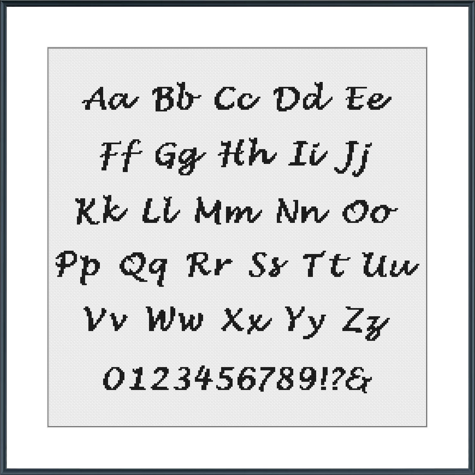 Cursive Cross Stitch Alphabet Pattern, Modern Cross Stitch Letters ...
