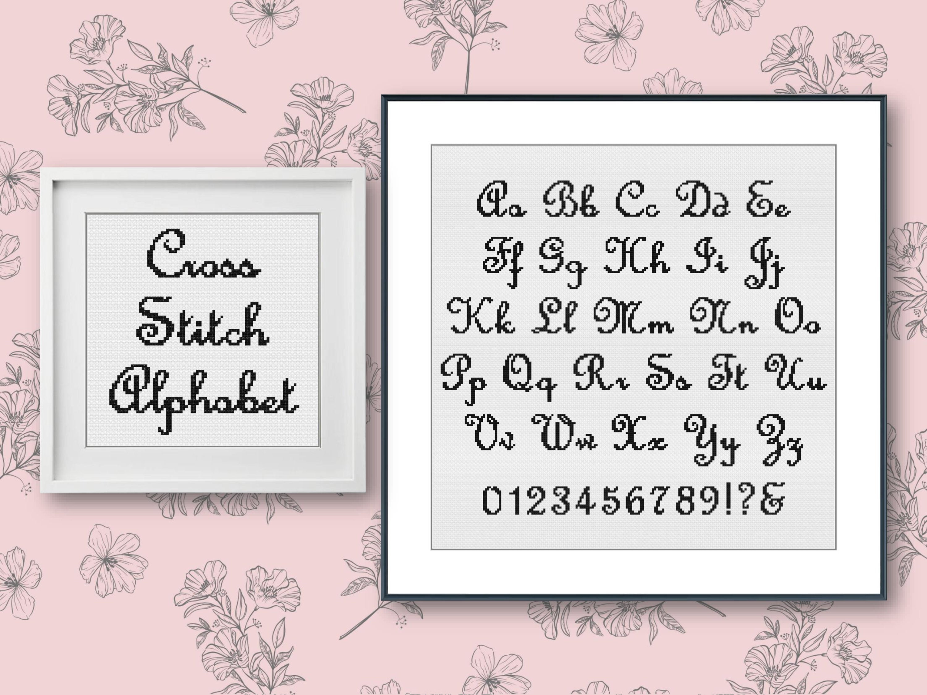 Cursive Handwriting Cross Stitch Alphabet Pattern, Calligraphy Cross ...