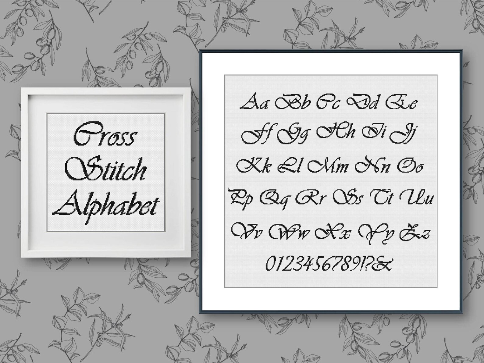 Calligraphy Cross Stitch Alphabet Pattern, Cursive Cross Stitch Letters ...