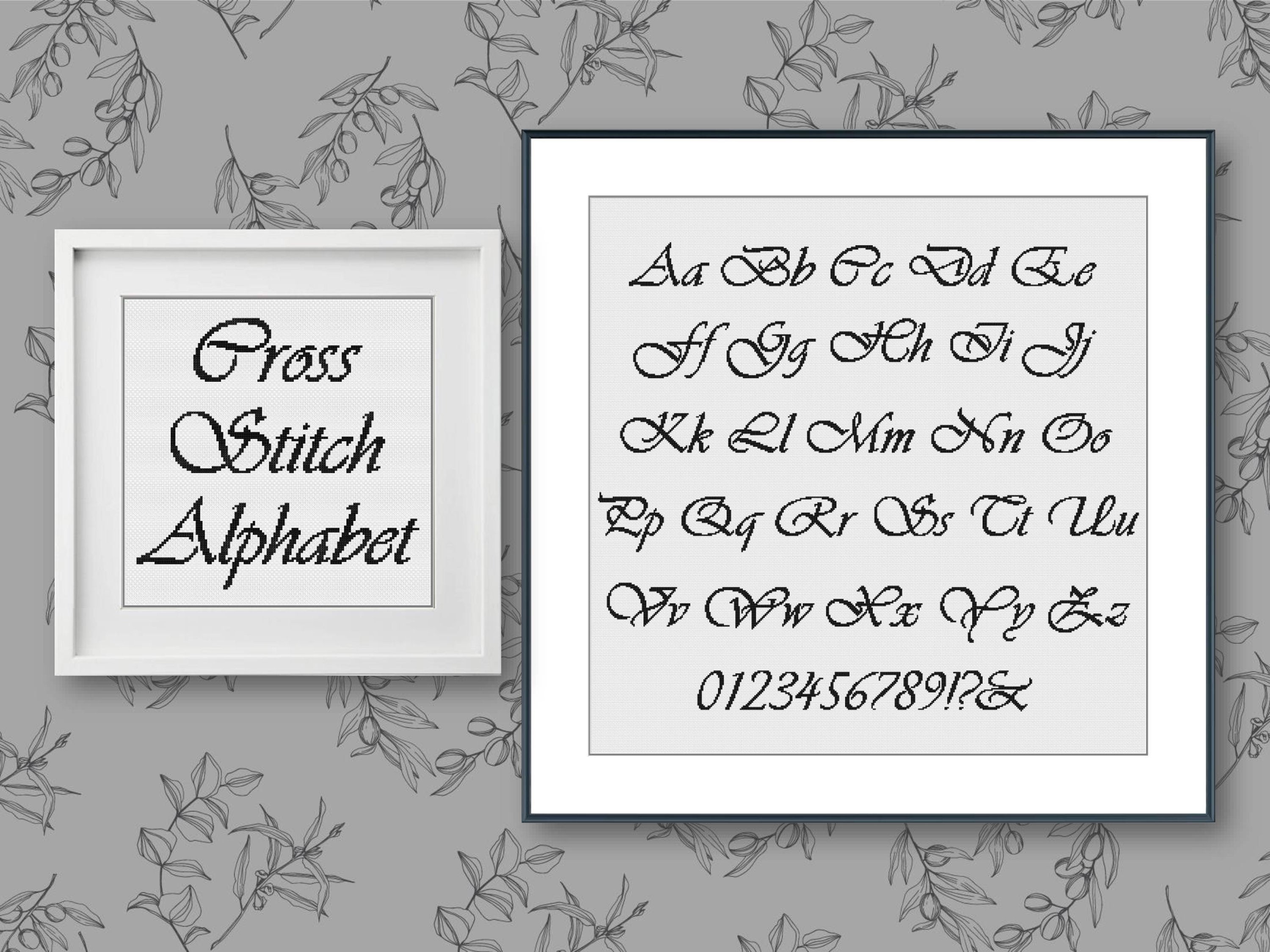 Calligraphy Cross Stitch Alphabet Pattern, Cursive Cross Stitch Letters ...