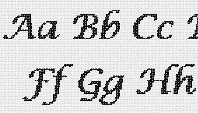 Cursive Cross Stitch Alphabet Pattern Cross Stitch Letters - Etsy
