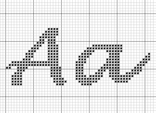 Cursive Cross Stitch Alphabet Pattern, Modern Cross Stitch Letters ...