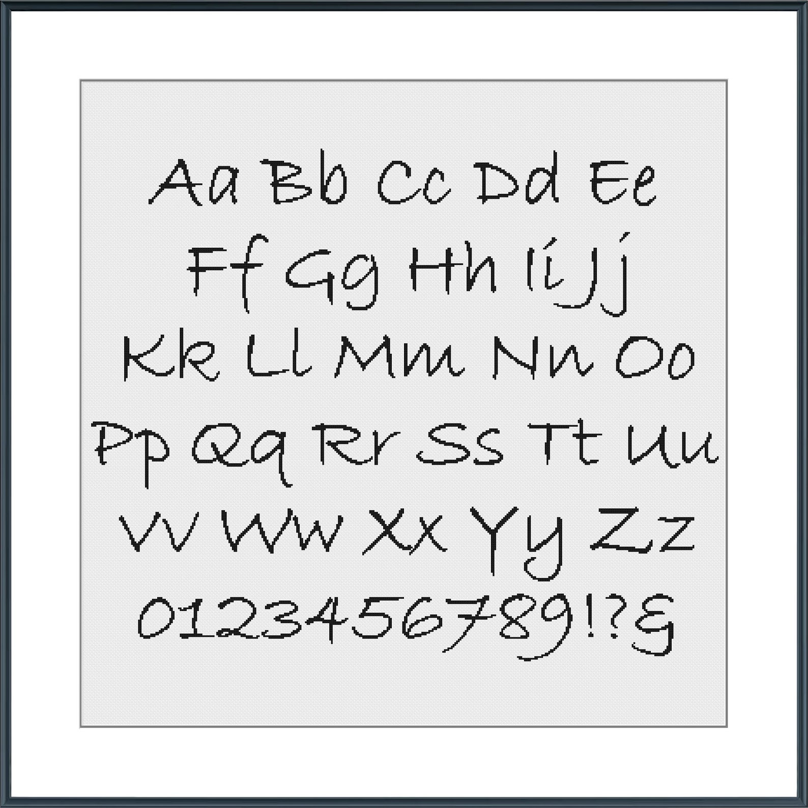 Cursive Cross Stitch Alphabet Pattern, Handwriting Cross Stitch Letters ...