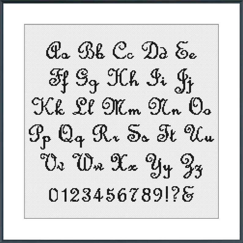 Cursive Handwriting Cross Stitch Alphabet Pattern, Calligraphy Cross ...