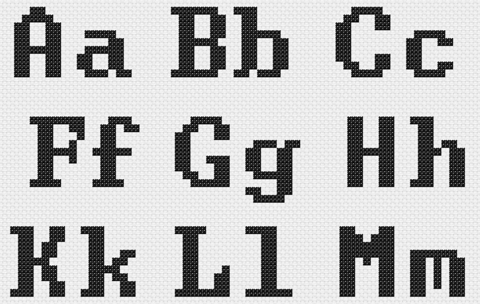 Classic Cross Stitch Alphabet Pattern, Basic Cross Stitch Letters ...