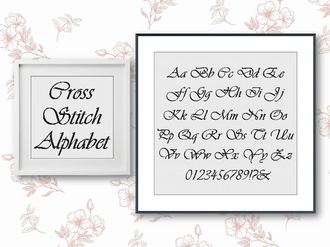 Calligraphy Cross Stitch Alphabet Pattern, Cursive Cross Stitch Letters ...