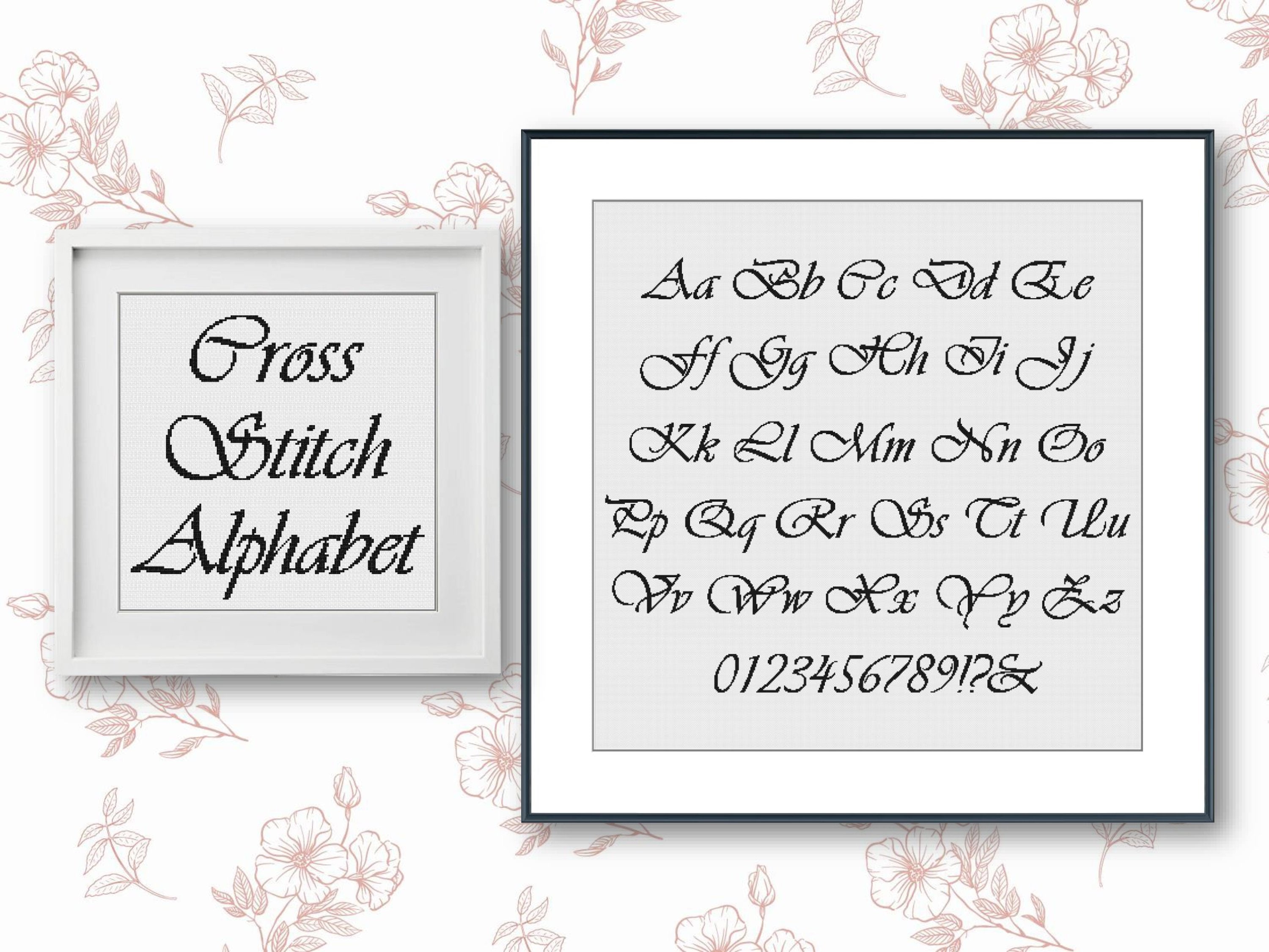 Calligraphy Cross Stitch Alphabet Pattern, Cursive Cross Stitch Letters ...