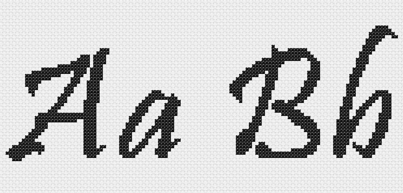 Cursive Cross Stitch Alphabet Pattern, Calligraphy Cross Stitch Letters ...