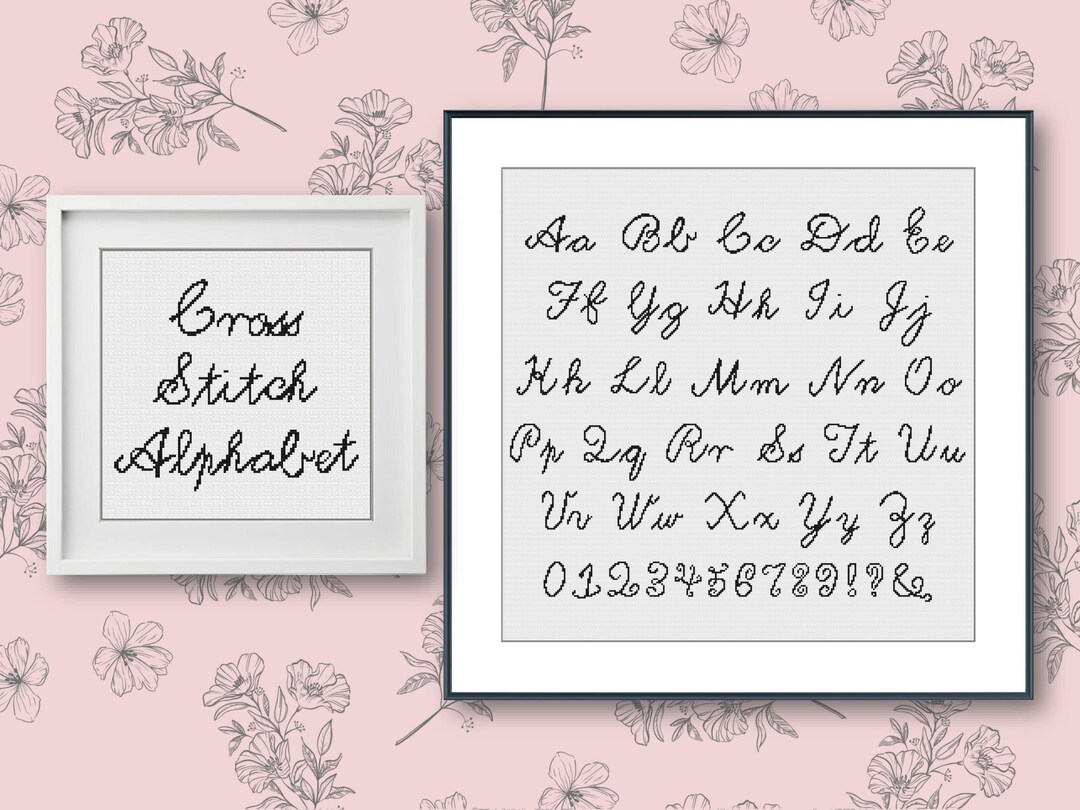 Handwriting Cross Stitch Alphabet Pattern, Cursive Cross Stitch Letters ...