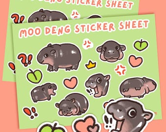 Anime Moo Deng Sticker Sheet | Journaling Stickers | Planner Stickers ...