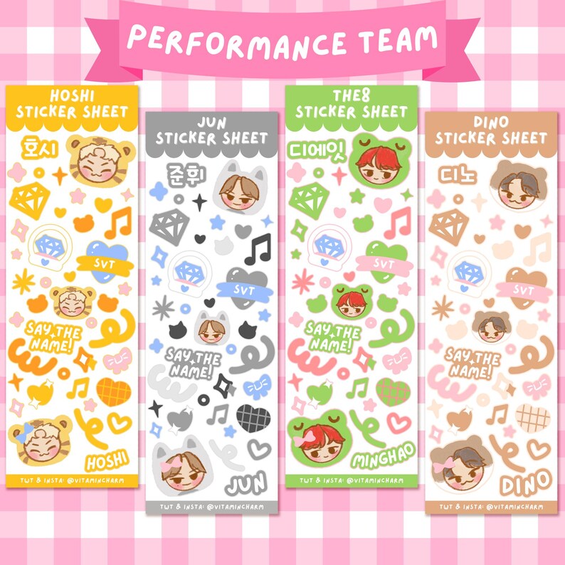SVT Miniteen Deco Sticker Sheet | for Polcos, Kpop Top Loaders ...