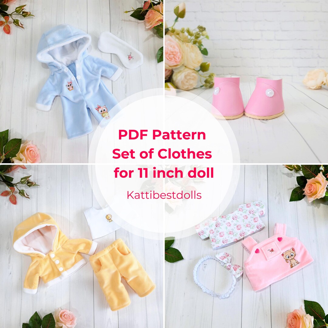PDF Pattern Clothing Pattern for an 11 Inch Doll, Making Doll Clothes ...