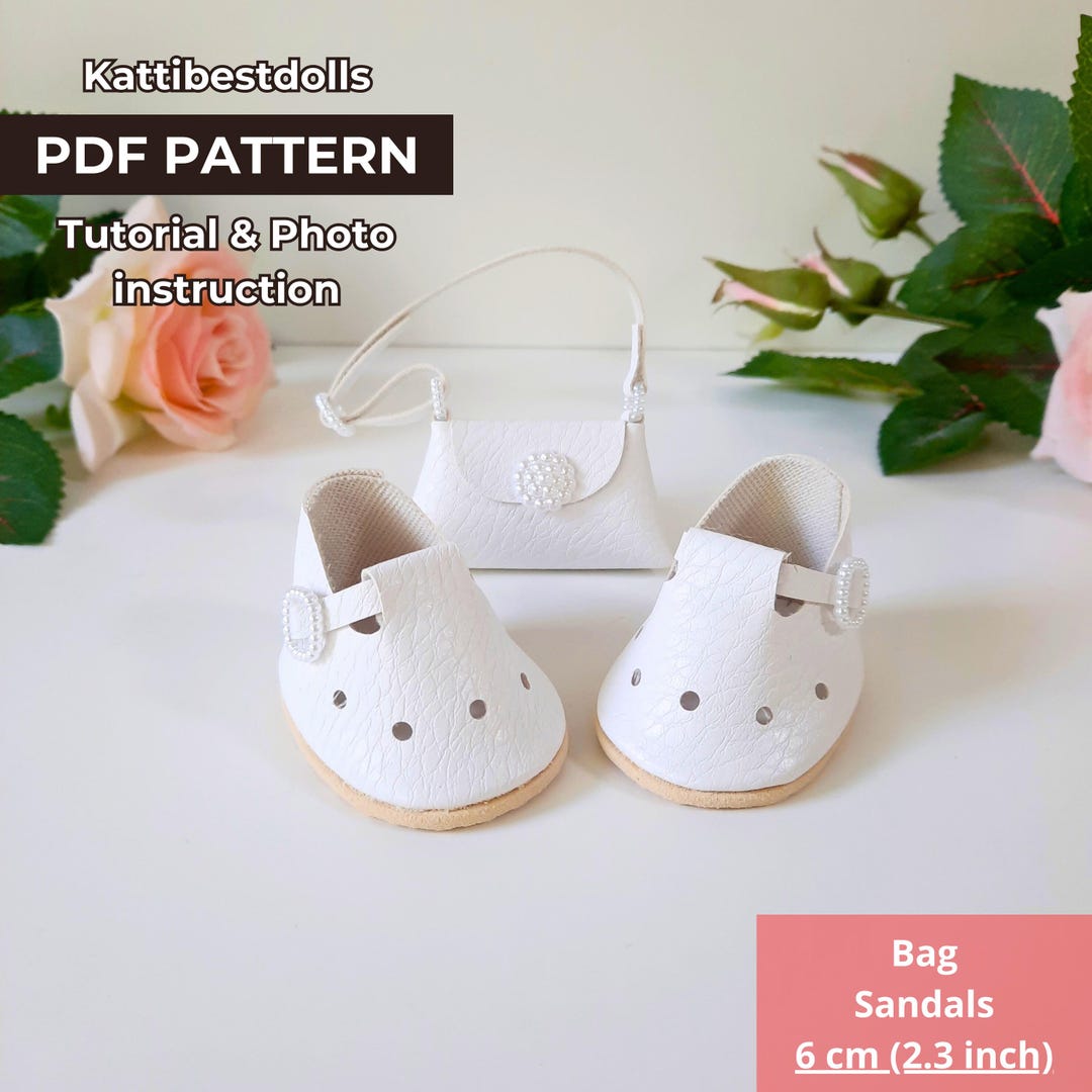 Doll Sandal, Bag Pattern: 10-11 Inch Dolls (PDF Download), Doll Shoe Pattern, Doll Shoes, Doll ...