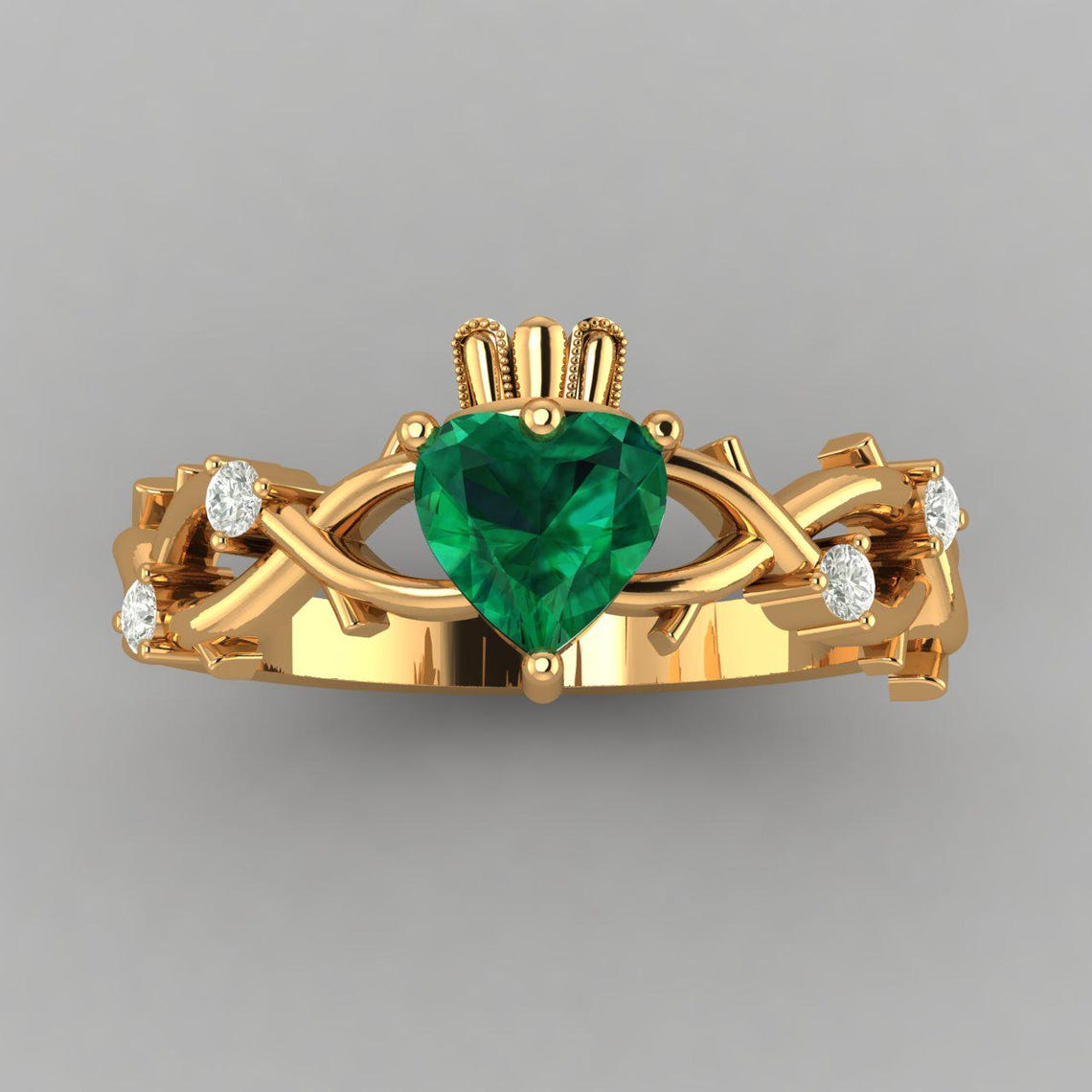 Sterling Silver Emerald Green Claddagh Ring Irish Promise Anniversary ...