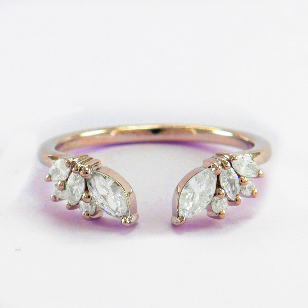 Love Promise Rose Open Ring | Unique Marquise Cut Zircon Ring | Curved ...