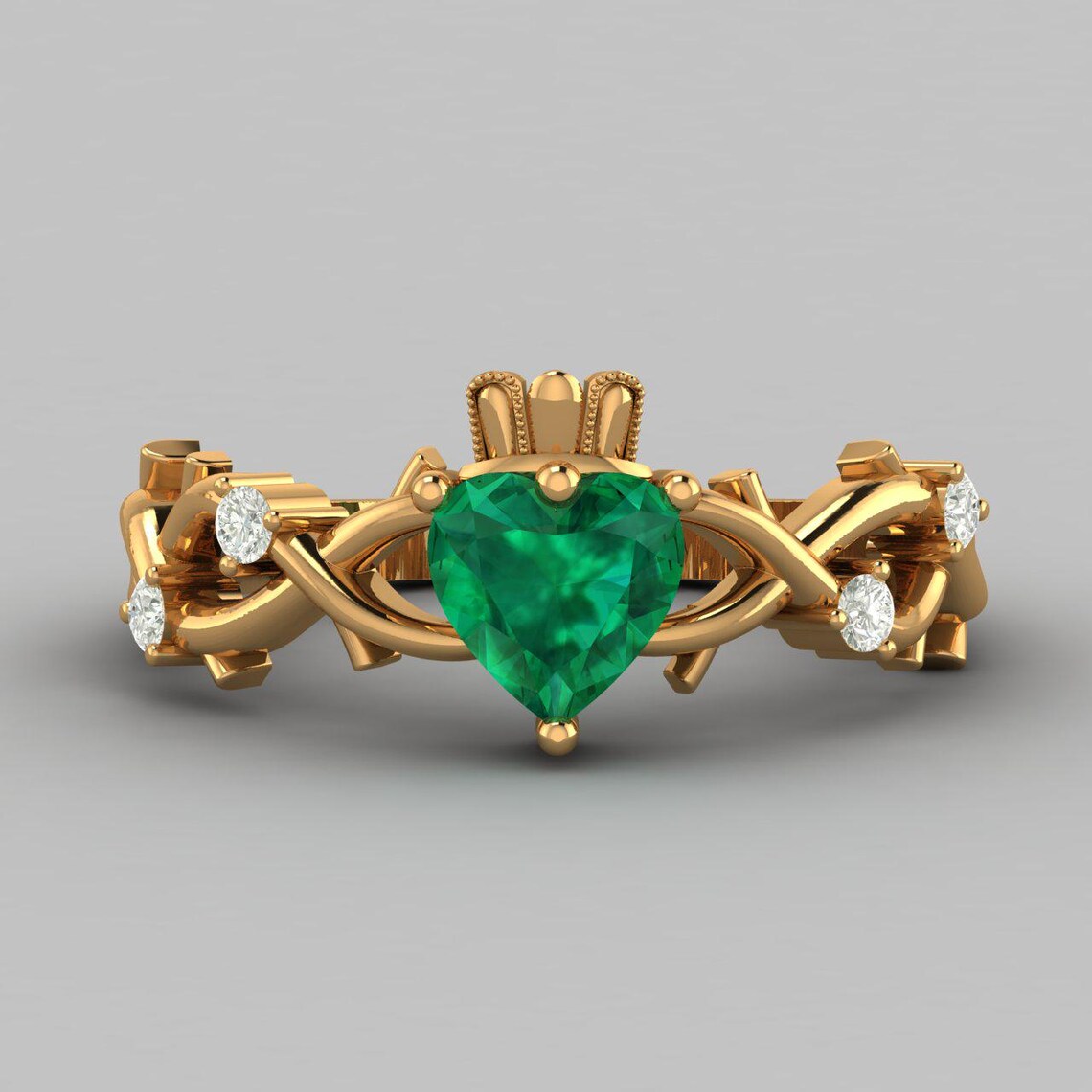 Sterling Silver Emerald Green Claddagh Ring Irish Promise Anniversary ...