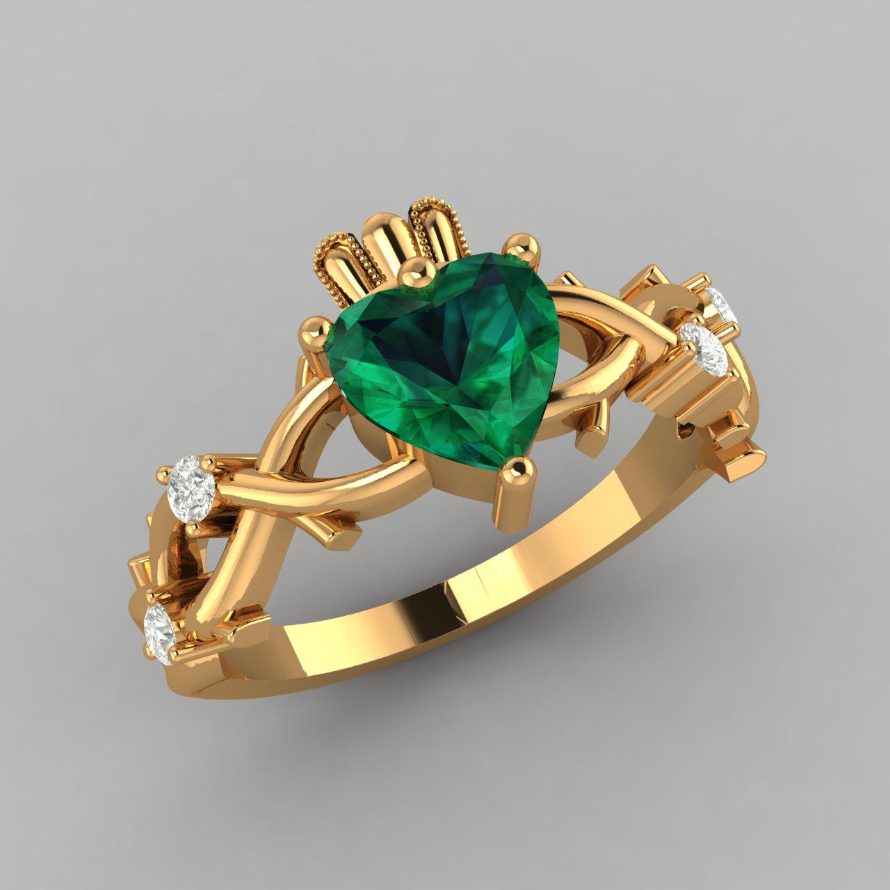 Sterling Silver Emerald Green Claddagh Ring Irish Promise Anniversary ...