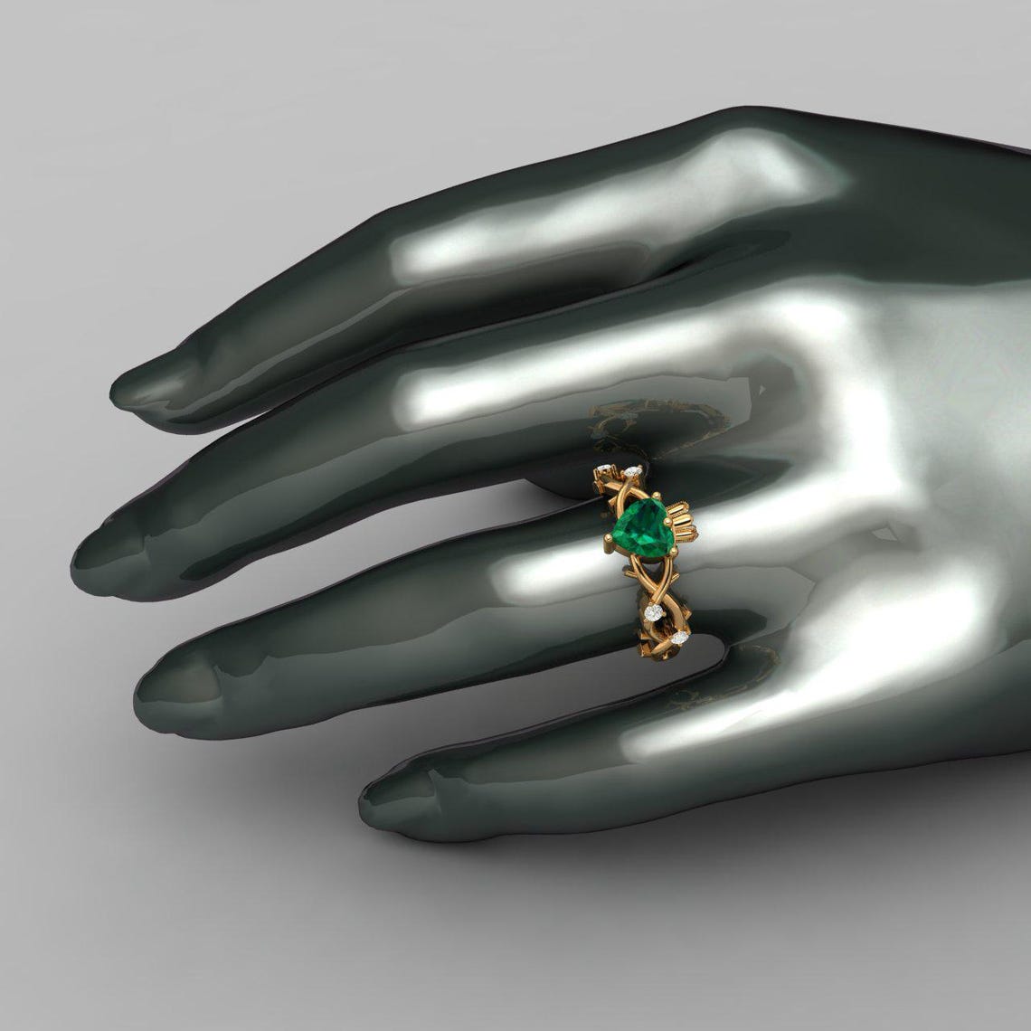Sterling Silver Emerald Green Claddagh Ring Irish Promise Anniversary ...