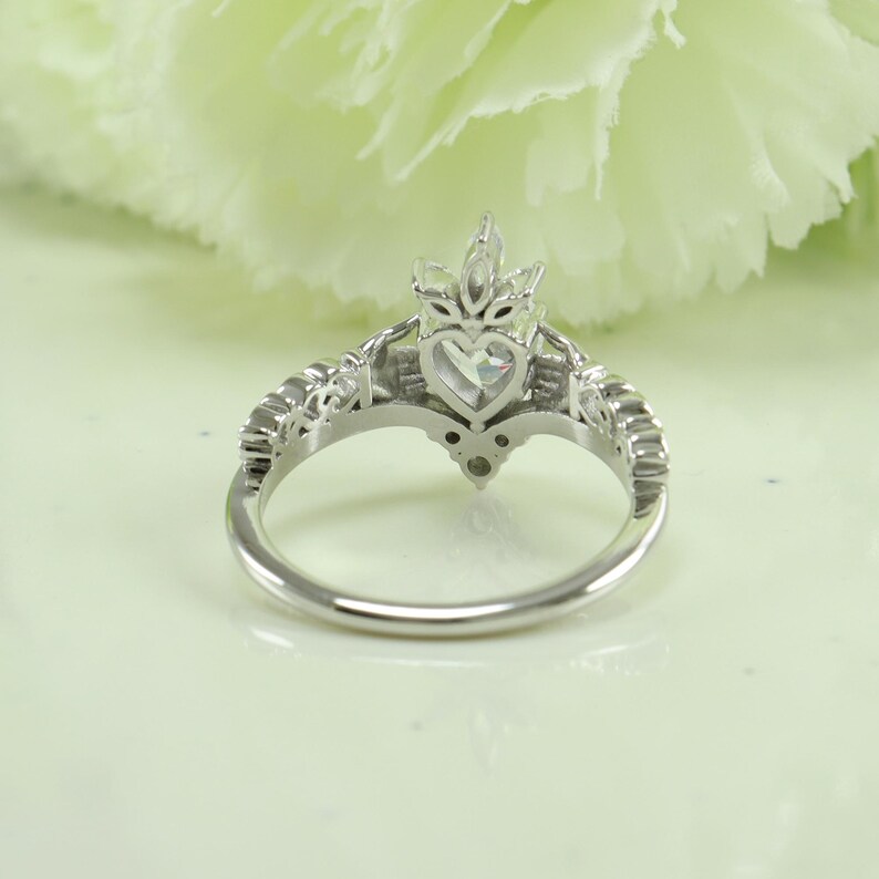 14k Rose Gold Heart Shaped Claddagh Moissanite Diamond Wedding Band ...
