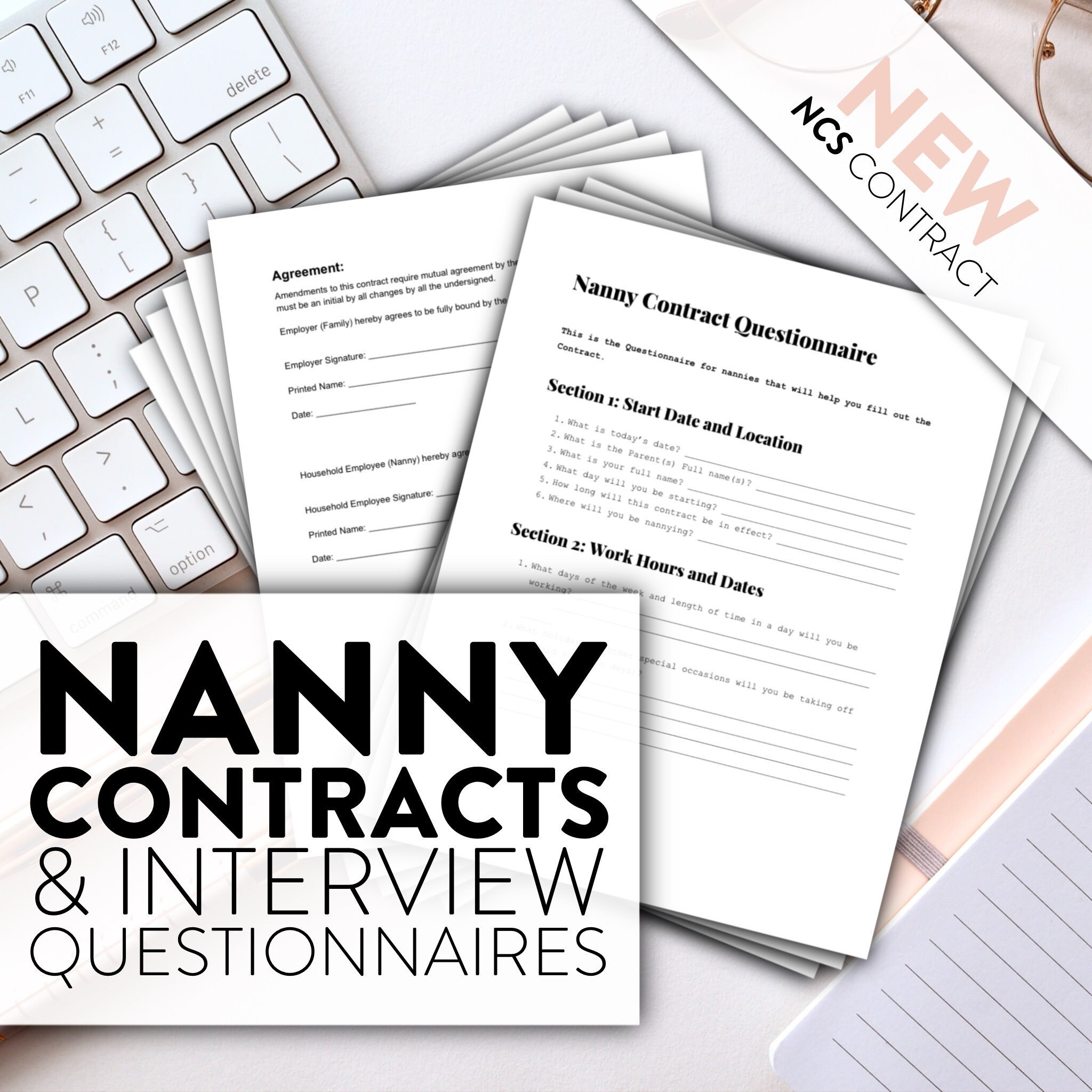 Nanny's Contract + Contract Questionnaire | Contracts for Household ...