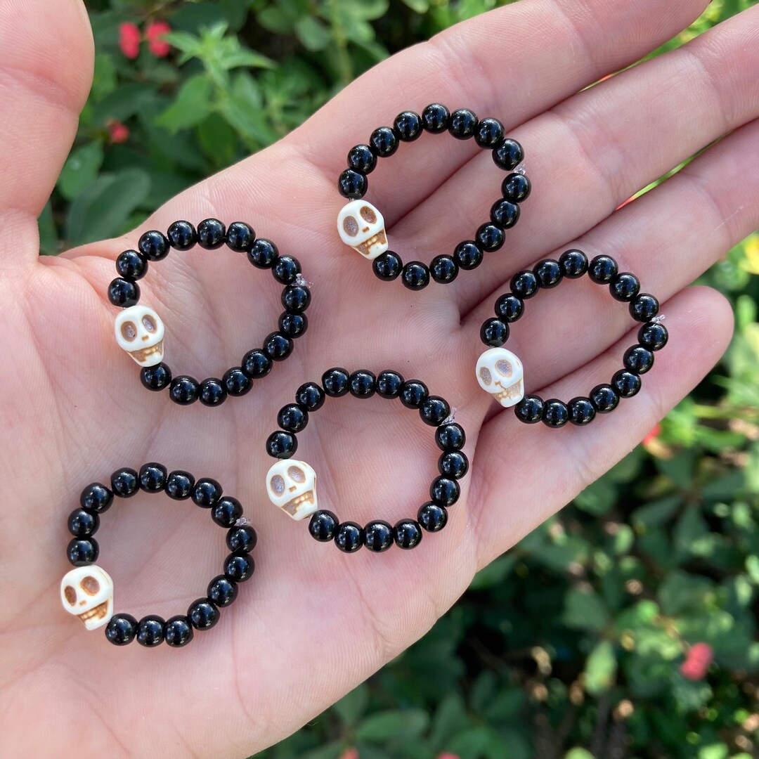 Handmade Skull Ring: Crystal & Black Tourmaline Healing Jewelry - Etsy