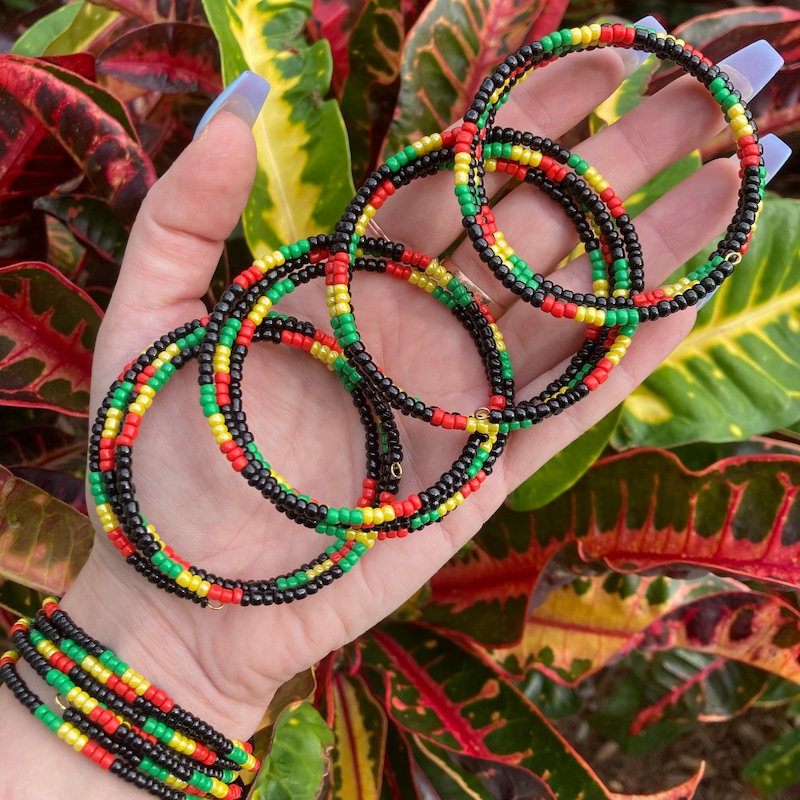 Rasta Bead Bracelet - Etsy