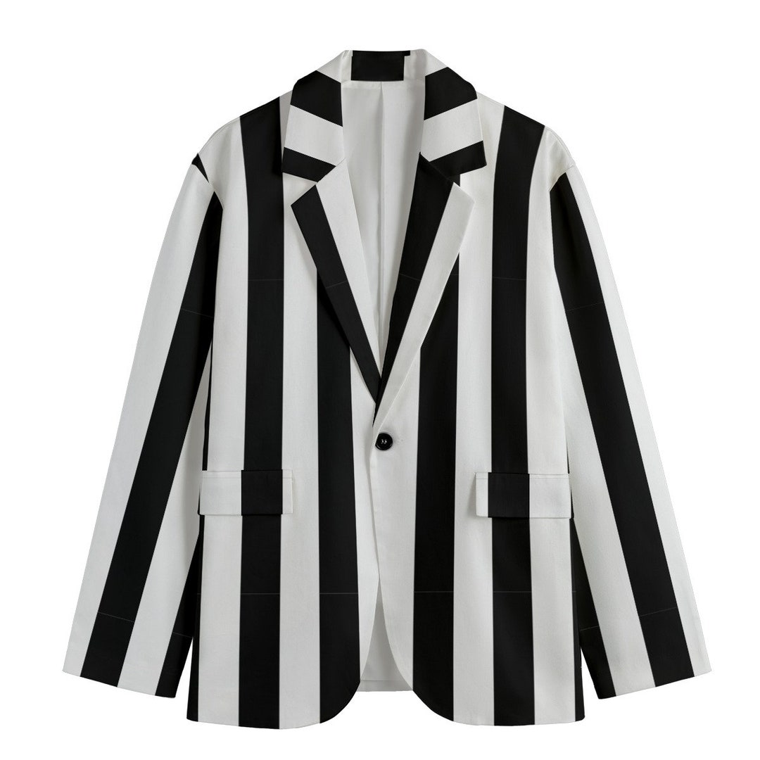 Black and White Striped Blazer Black and White Men's Suit Jacket in 100 ...
