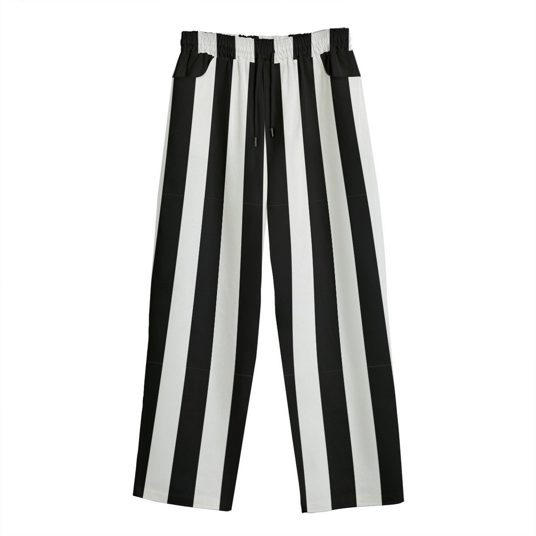 Black and White Striped Pants Black and White Striped Unisex Straight ...