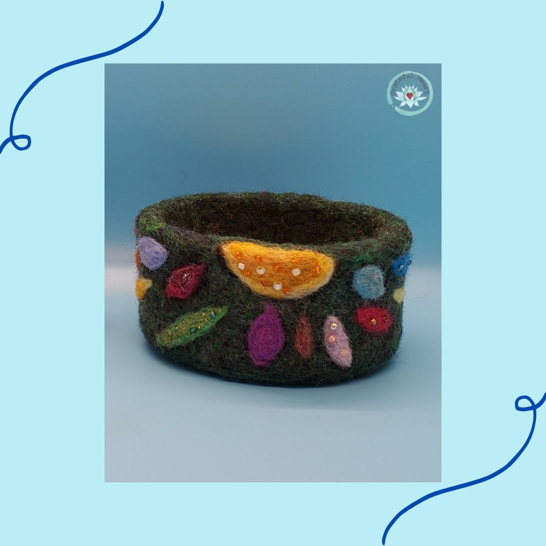 Sun and Flower Felt Bowl - Etsy
