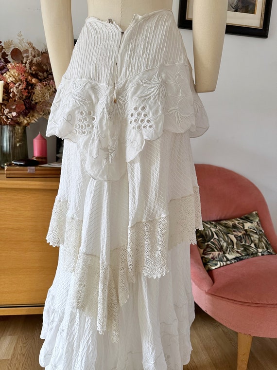 RARE ! Antique skirt c.1908 - Edwardian wedding skirt - Gem