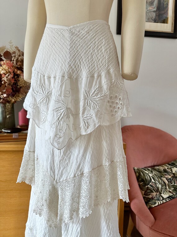 RARE ! Antique skirt c.1908 - Edwardian wedding skirt - Gem