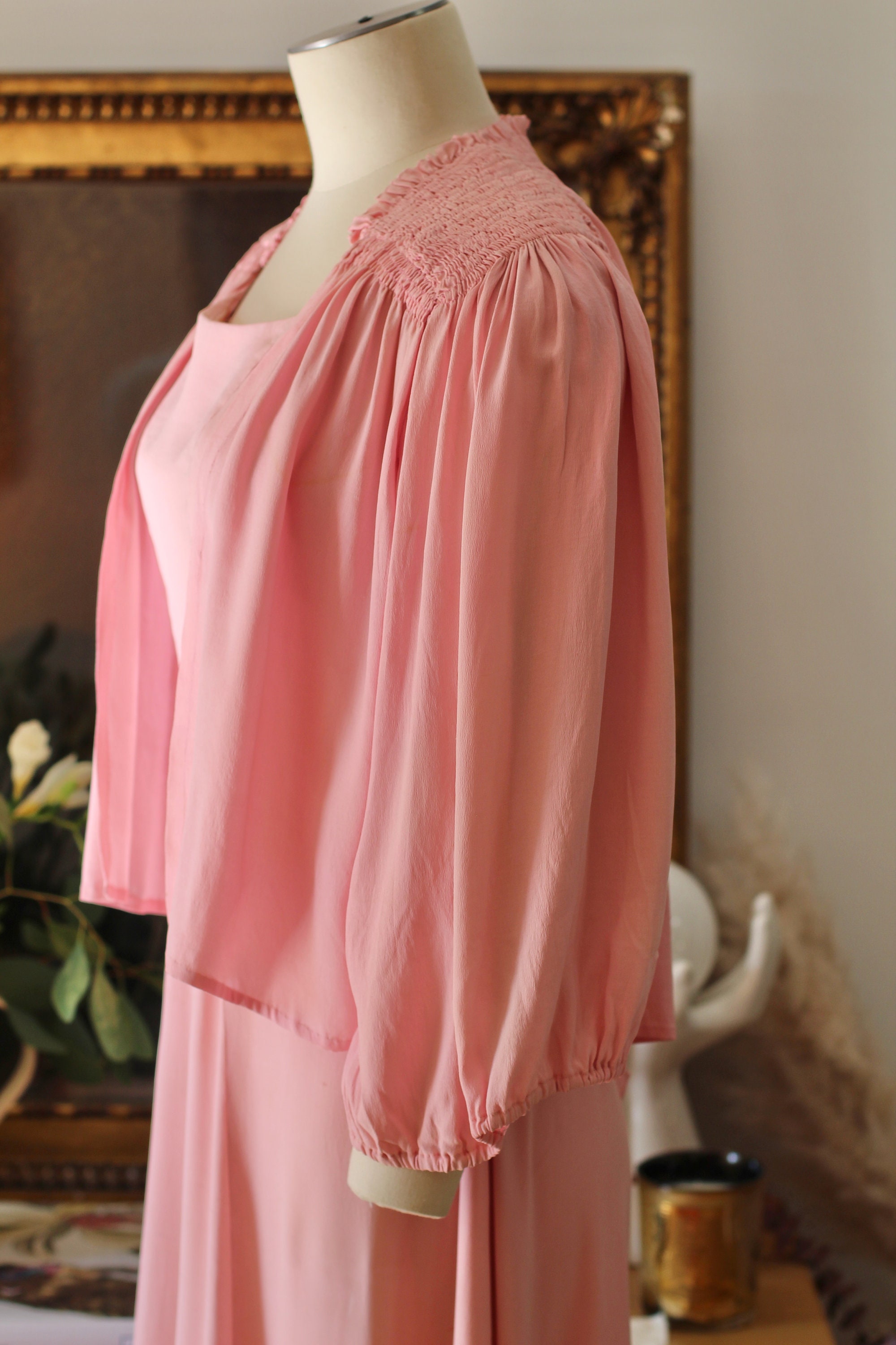 Rare 30s Nightgown and Bed Jacket Set in Pink Crepe - Etsy