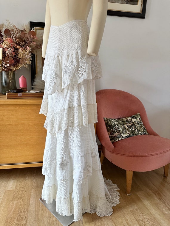 RARE ! Antique skirt c.1908 - Edwardian wedding skirt - Gem