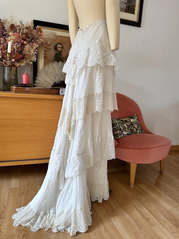 RARE ! Antique skirt c.1908 - Edwardian wedding skirt - Gem