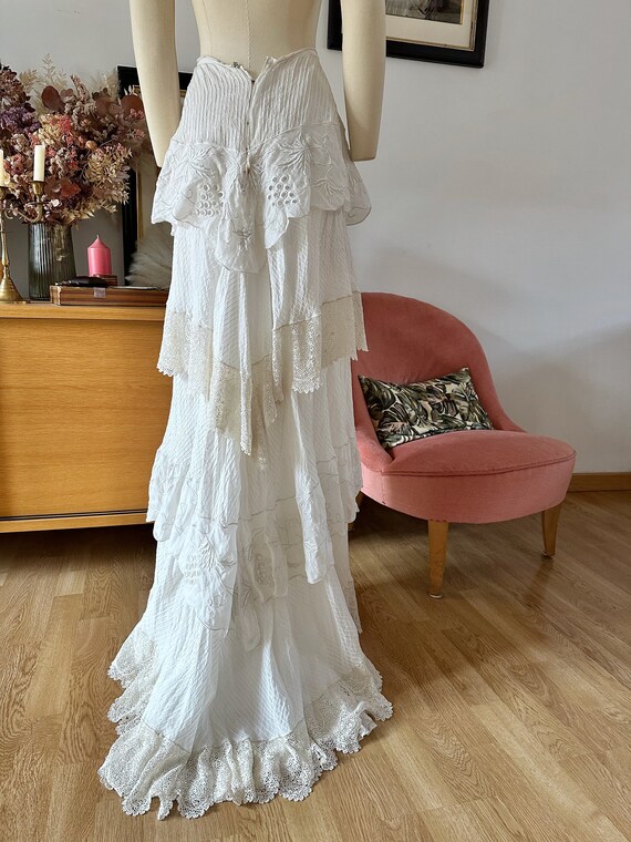 RARE ! Antique skirt c.1908 - Edwardian wedding skirt - Gem